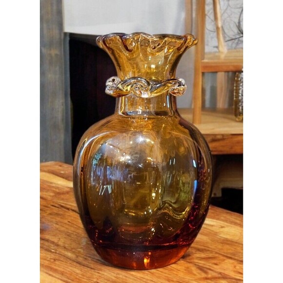 Pilgrim | Dining | Vintage Amber Hand Blown Pilgrim Glass Bud Vase ...